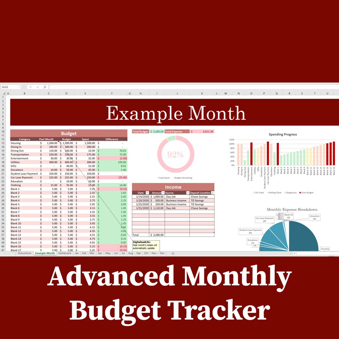 NEW 2024 Advanced Excel Budget Template Household Budget - Etsy Australia