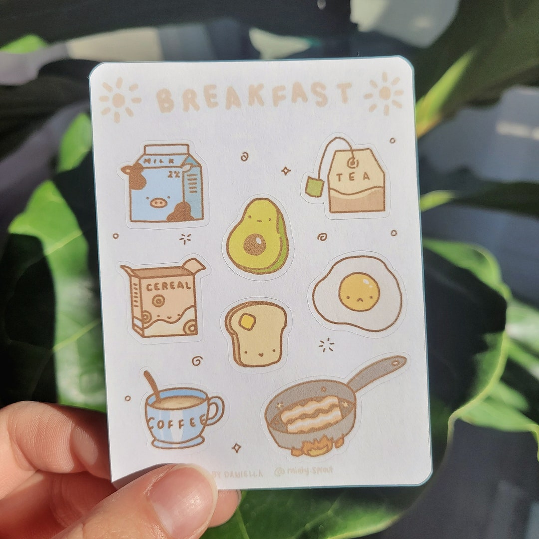 Breakfast Stickers, Handmade Food Decals for Planners - Etsy