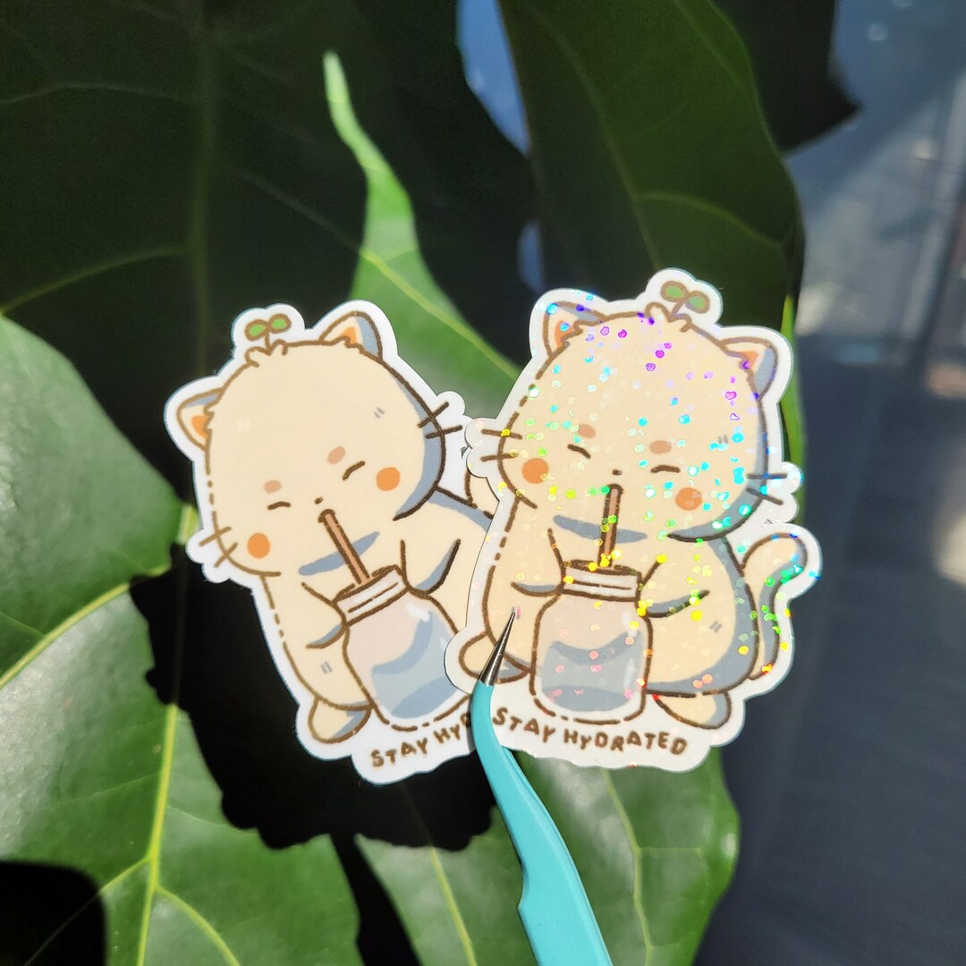 Cute Cat Hydration Reminder Sticker - Etsy