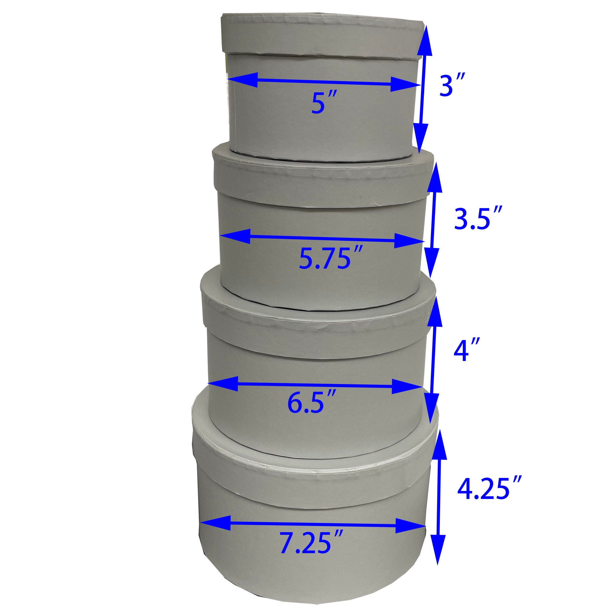 Set of 4 Grey Round Nesting Gift Boxes With Lids - Etsy