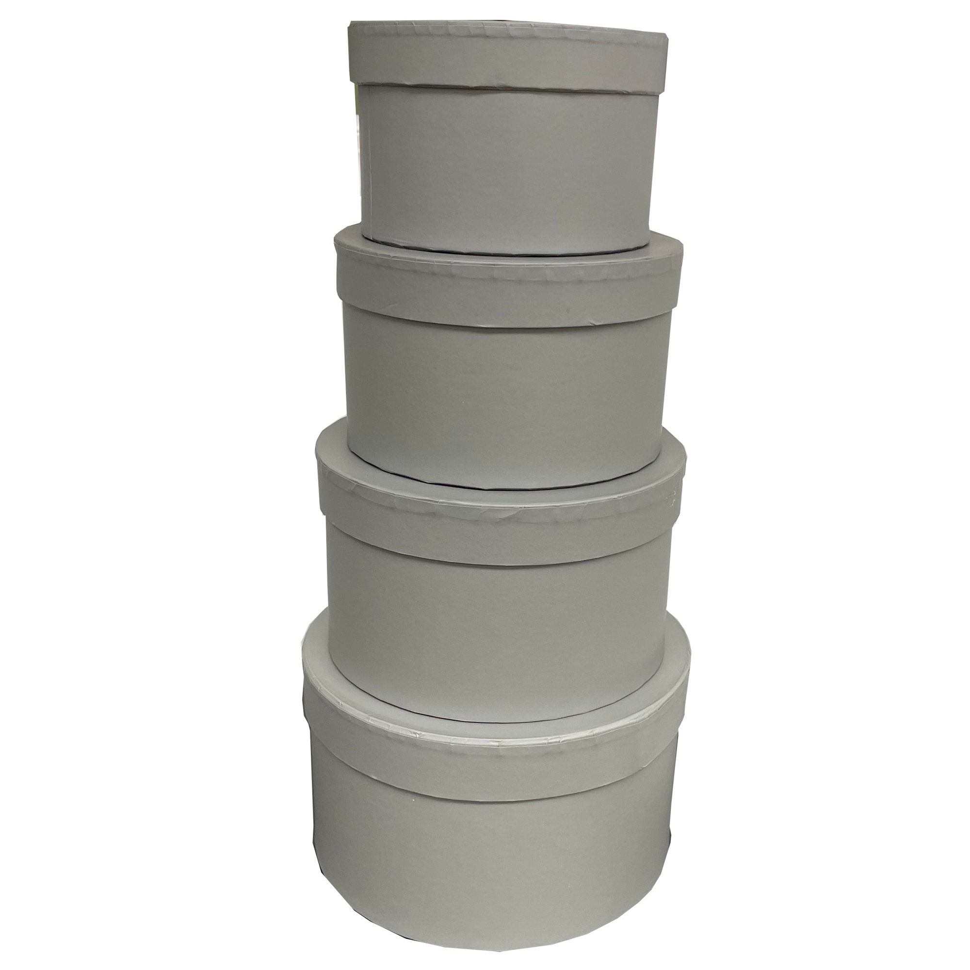 Set of 4 Grey Round Nesting Gift Boxes With Lids - Etsy