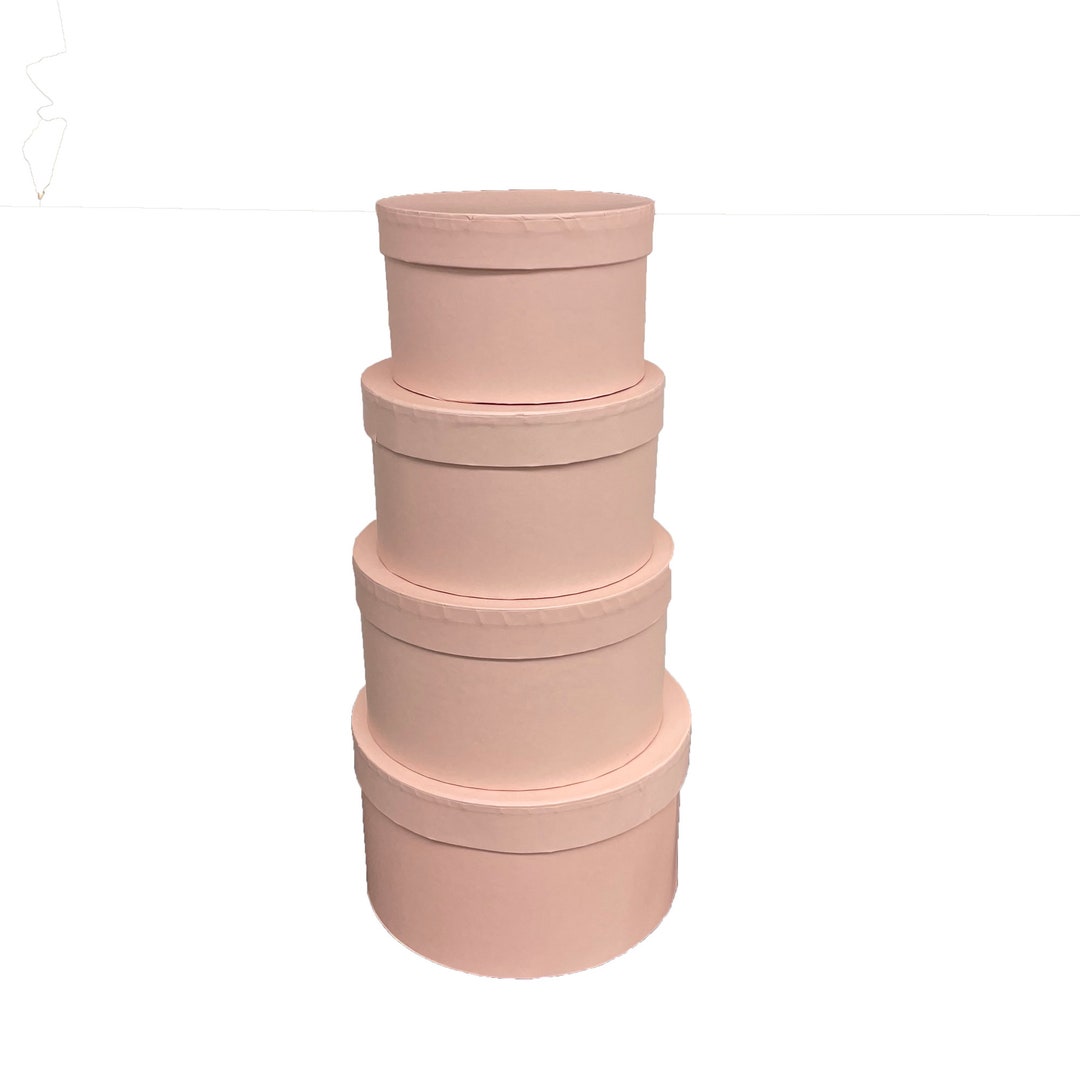 Set of 4 Blush Pink Round Nesting Gift Boxes With Lids - Etsy