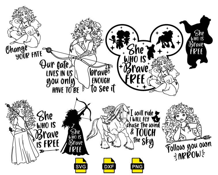 Merida svg Brave svg Merida Shirt svg Layered svg Cut File - Etsy España