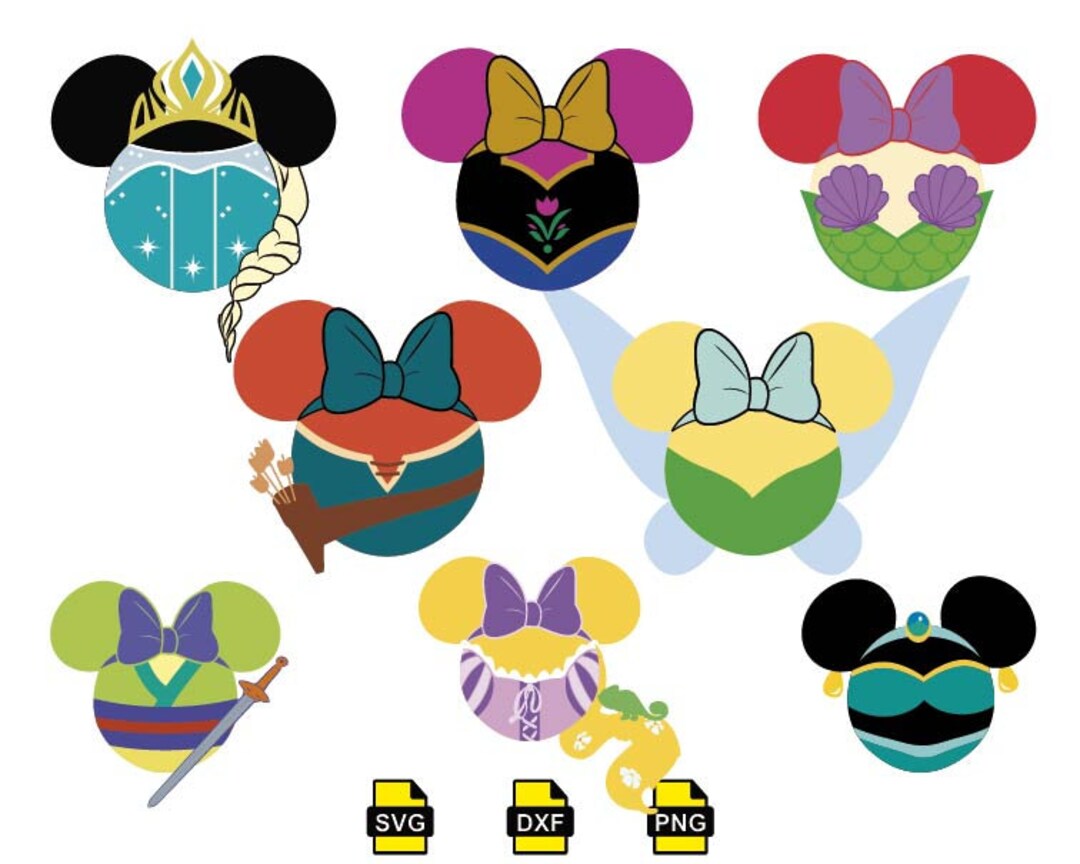 Mouse Shaped Svg Princess Collection Svg Princess Head Svg - Etsy