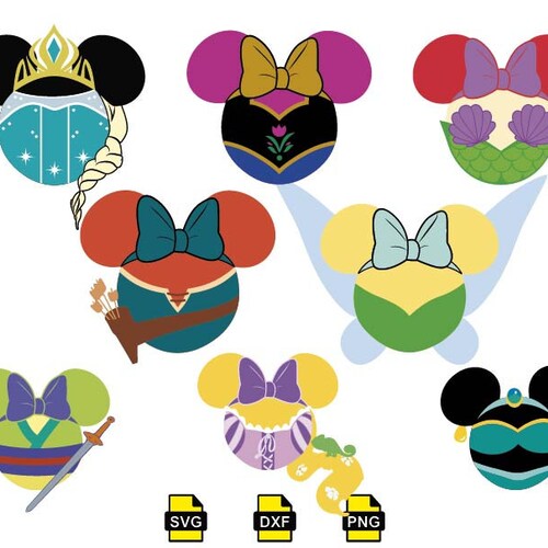 Mouse Shaped Svg Princess Collection Svg Princess Head Svg - Etsy