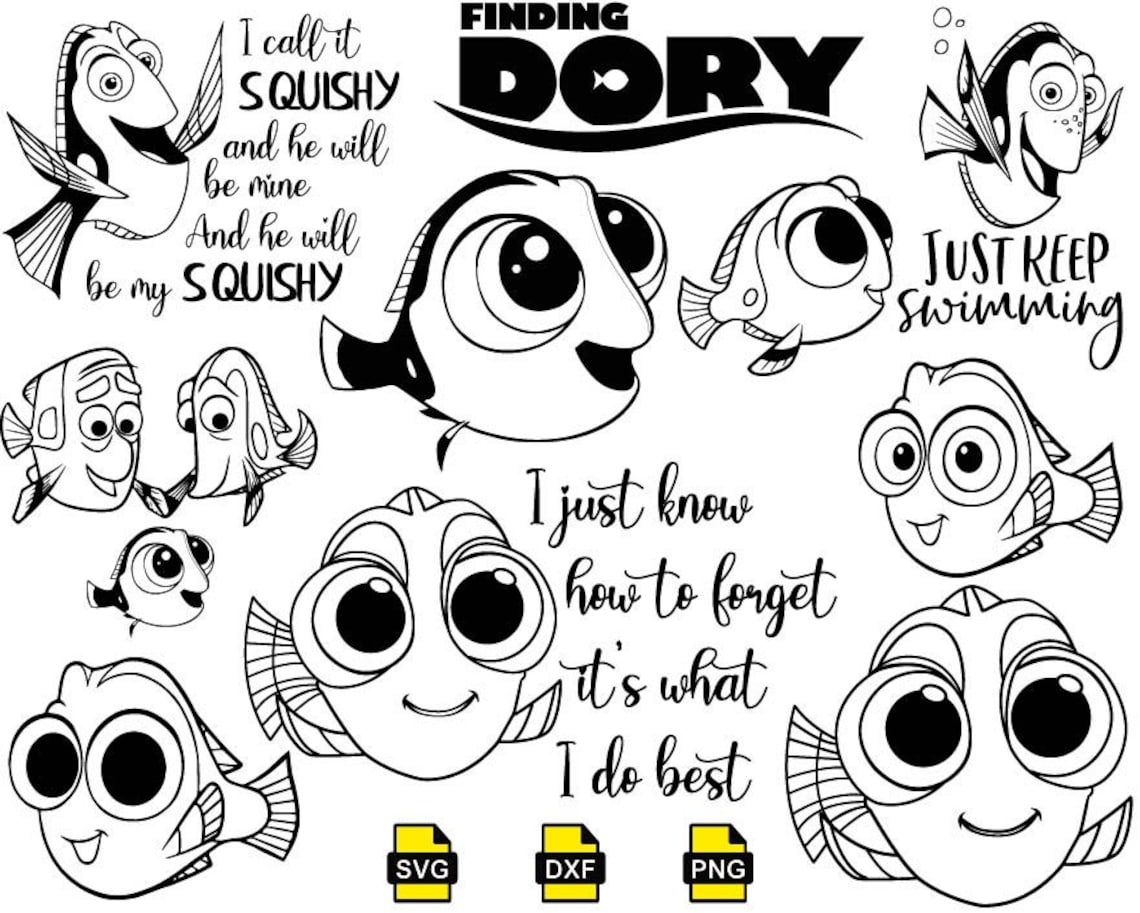 Dory Svg Baby Dory Outline Svg Finding Nemo Birthday Svg - Etsy