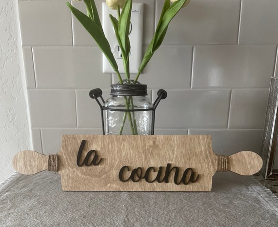 Kitchen Sign Wood Kitchen Sign Rolling Pin La Cocina - Etsy