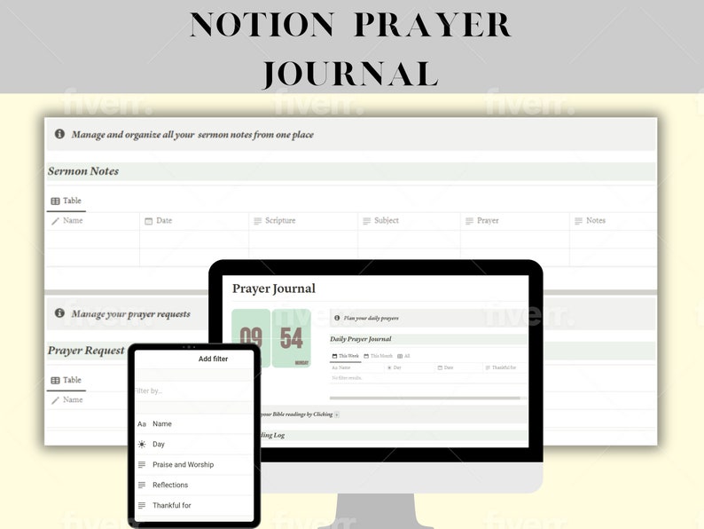 Notion Bible Study Template, Digital Bible Study, Sermon Notes, Prayer ...