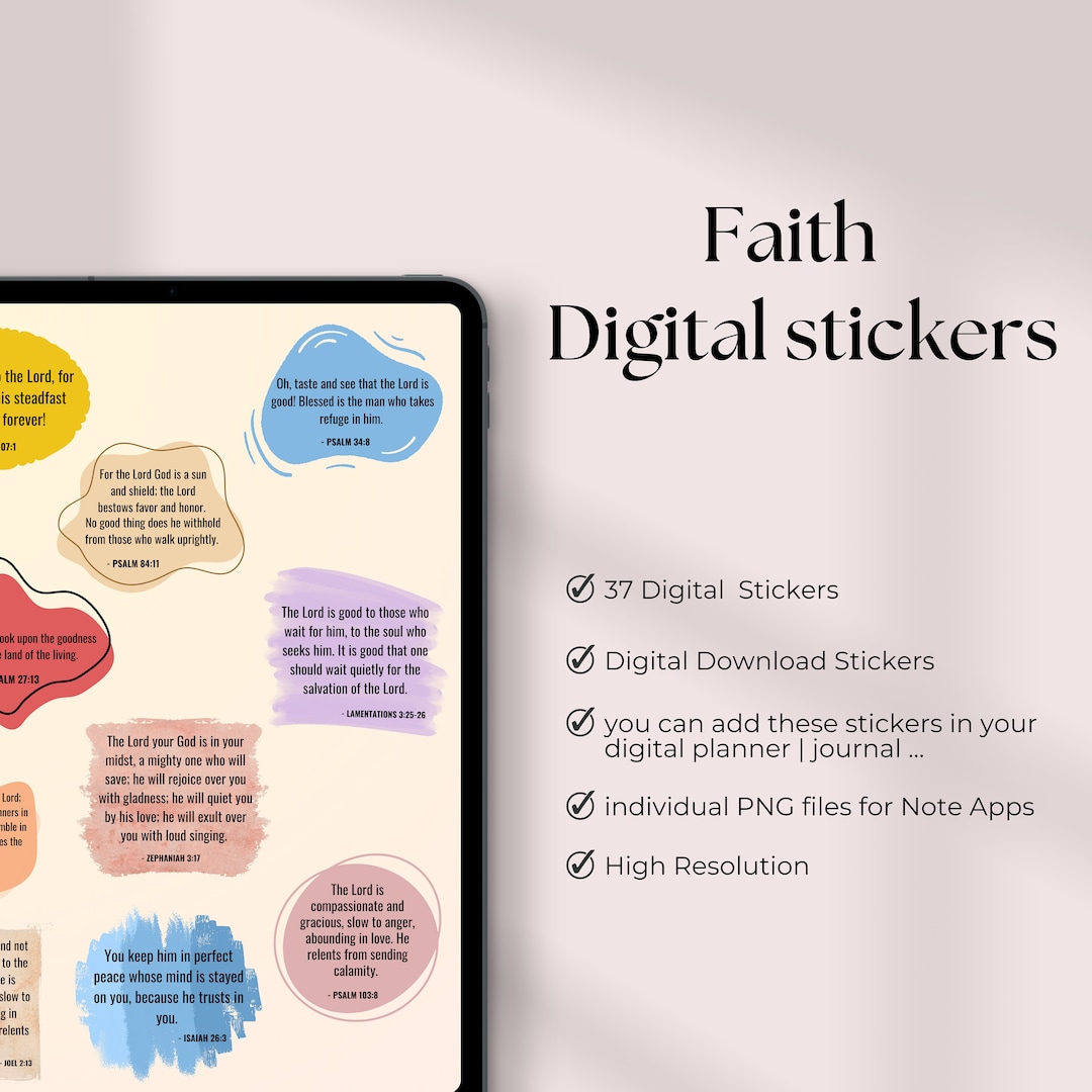 FAITH Christian DIGITAL Stickers for Goodnotes Planner, Goodnotes ...