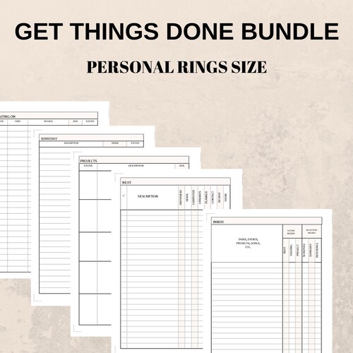 Personal Getting Things Done Printable Planner Inserts GTD - Etsy