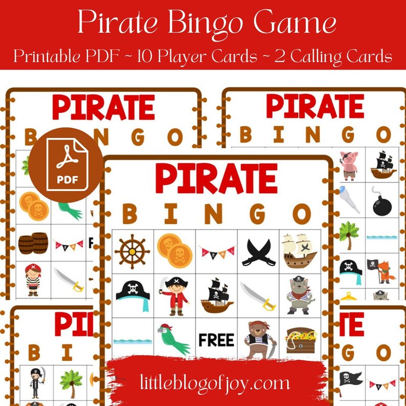 Pirate Bingo Game Printable Kids Birthday Party - Etsy