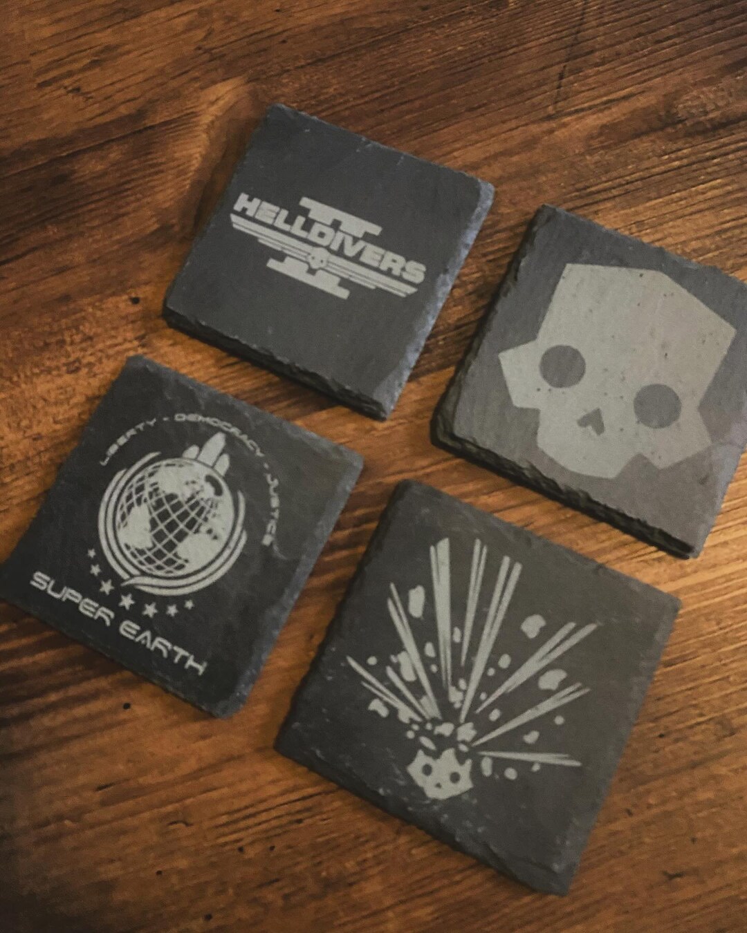 Helldivers 2, Slate Coasters, Gamer Gifts, Gifts for Gamers, Gamer Birthday Present, Christmas ...