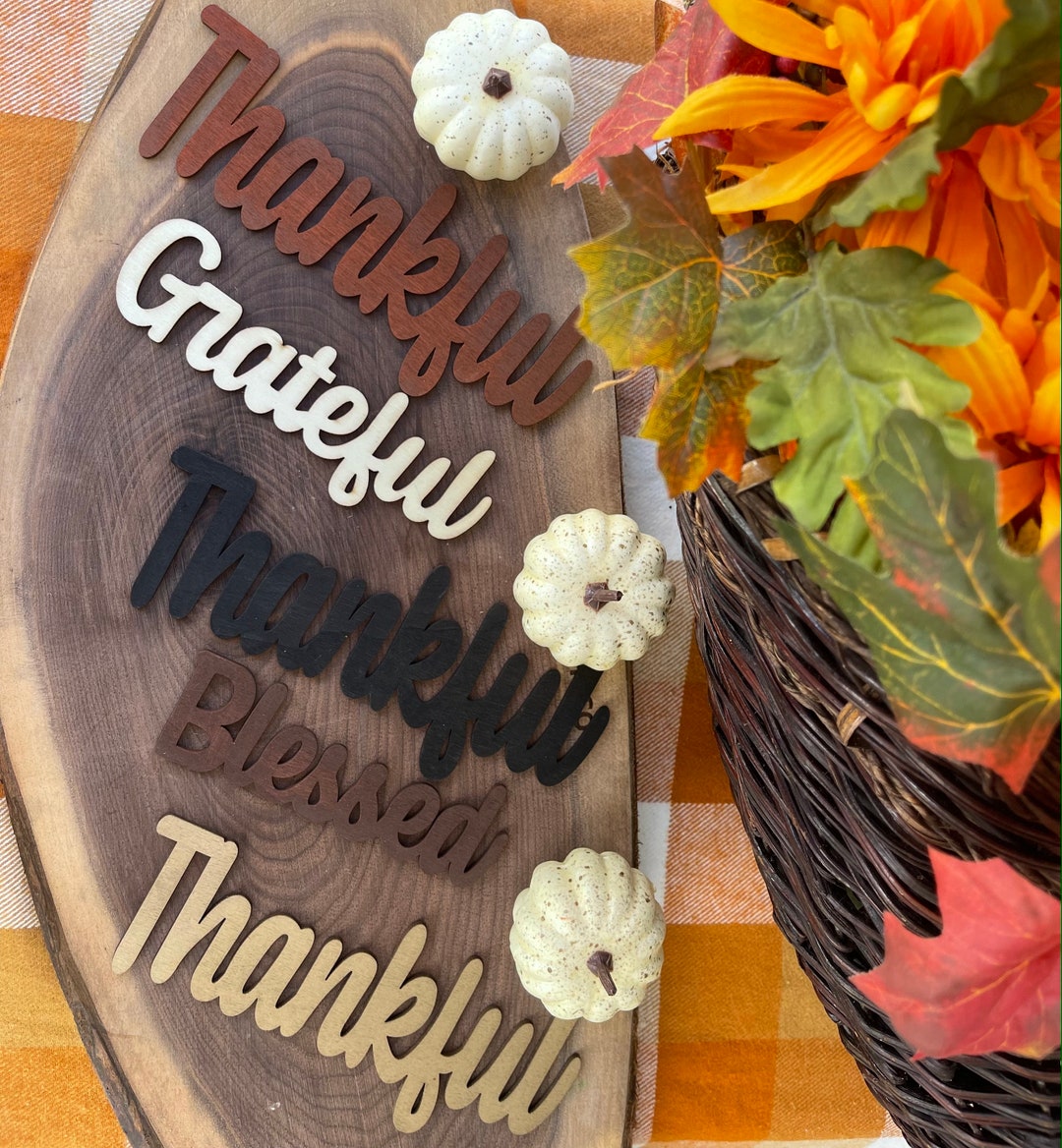 Thankful Grateful Blessed , Thankful Plate Decor, Thanksgiving Table ...