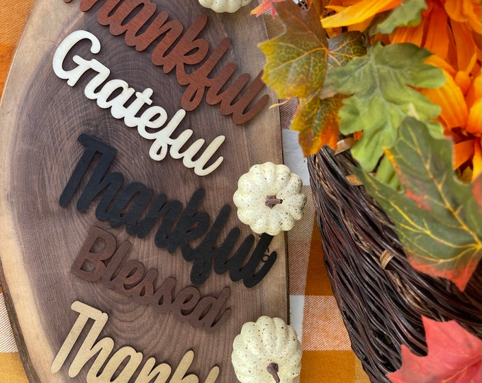 Thankful Grateful Blessed 1 Wood Table Plate Place Signs Just in Time ...