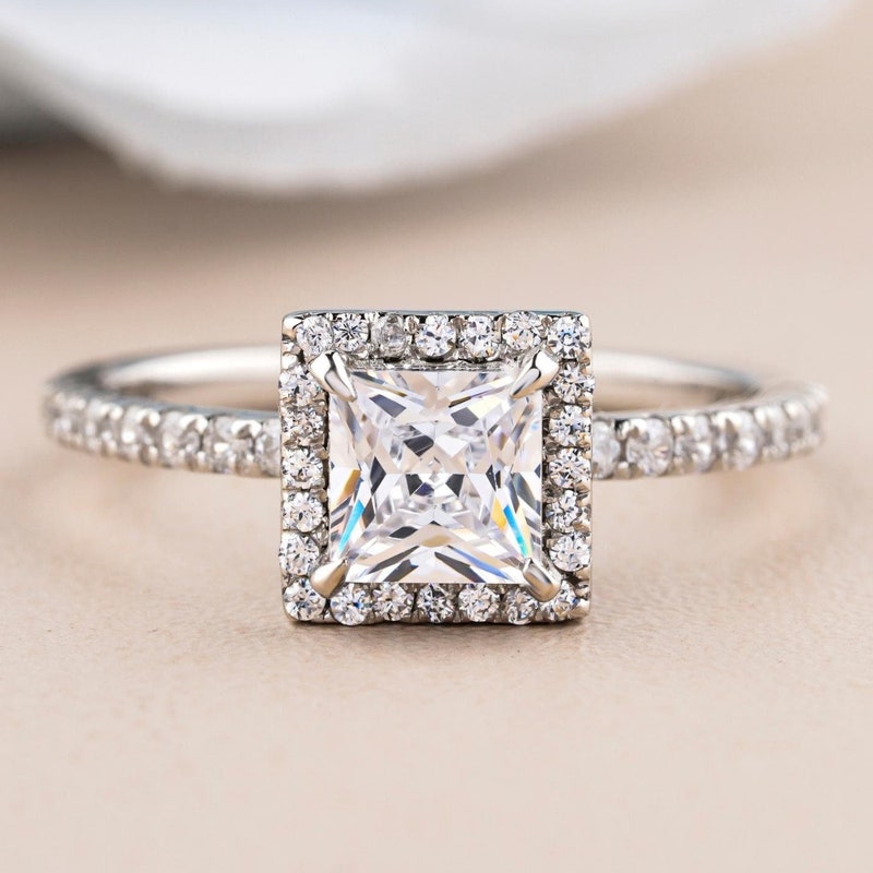 Princess Cut Solitaire Ring - Etsy