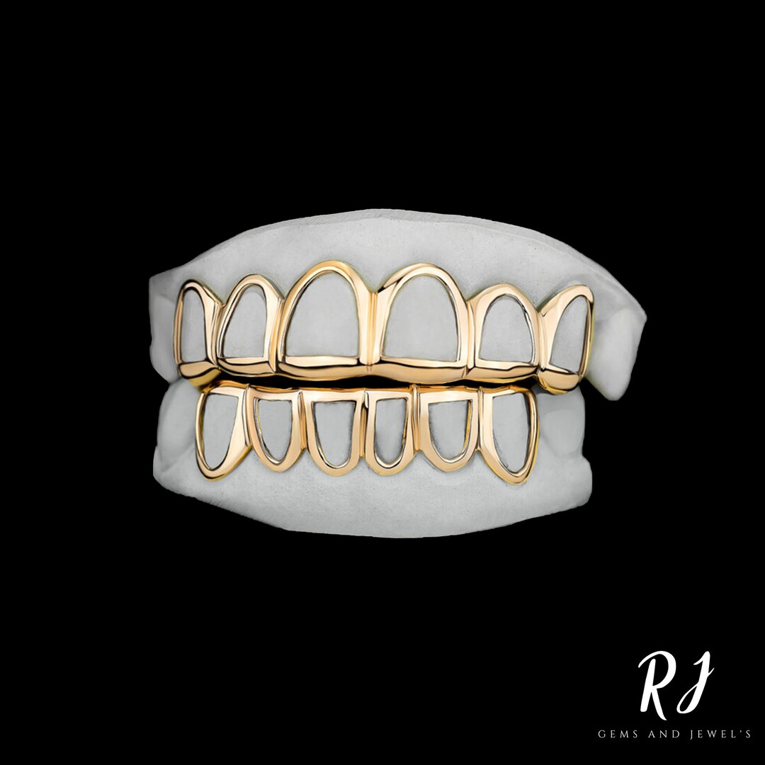 Custom Open Face Window Teeth Grillz in 925 Starling Silver / Gold ...