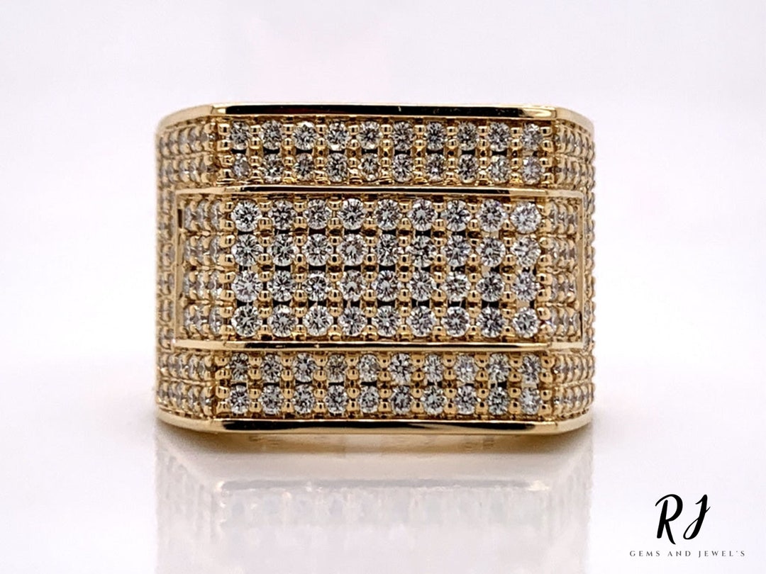 Men's Iced Out Moissanite Ring, Micro Pave Halo Diamond Ring, Hip Hop ...
