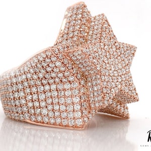 Iced Out Star Ring, Moissanite Diamond Ring for Men, Round Cut ...