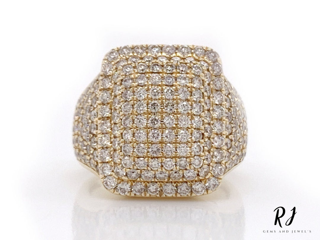 Men's Super Iced Out Square Hip Hop Ring, Iced Out VVS Moissanite ...