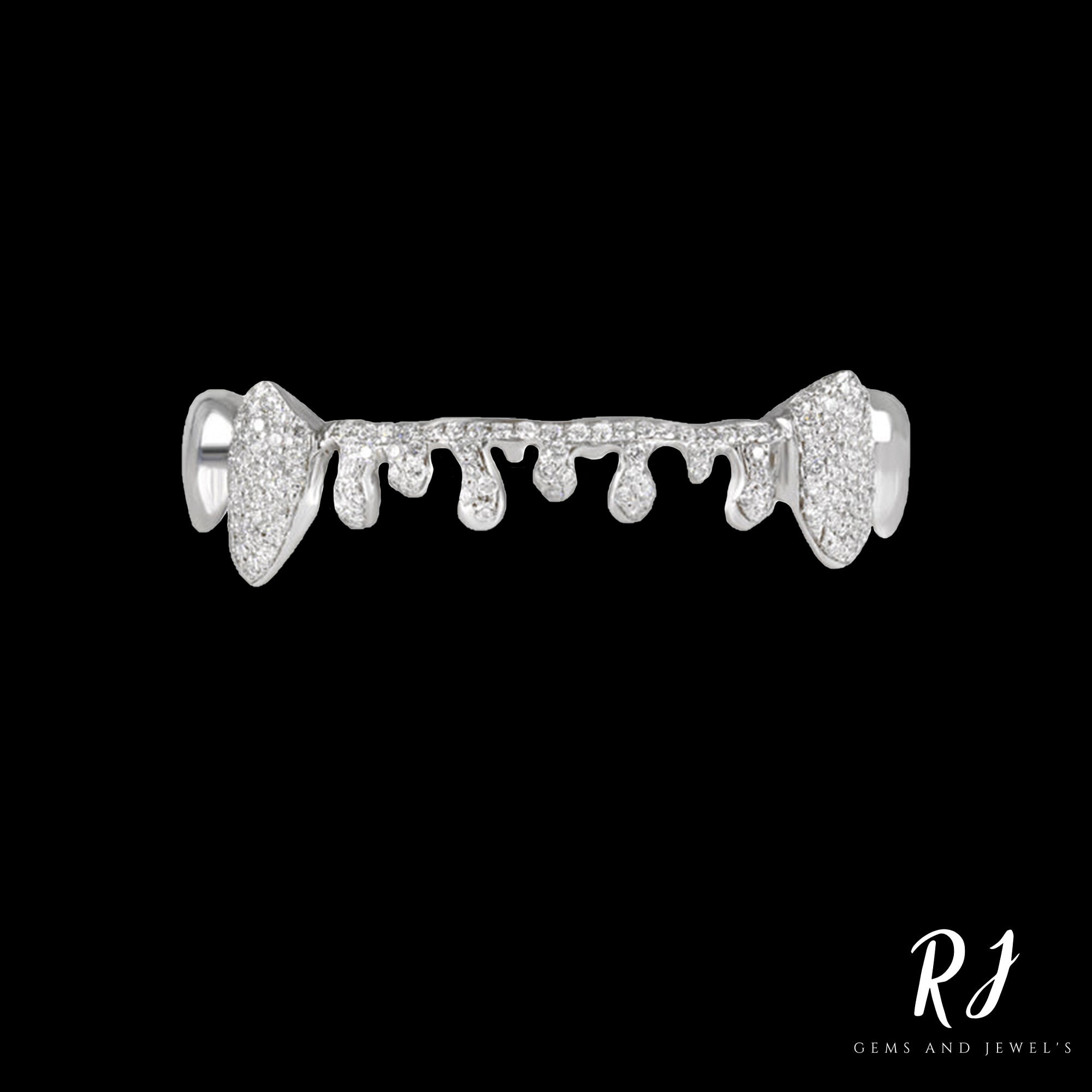 Diamond Drip Grillz 925 Solid Sterling Silver 10K 14K 18K Yellow White ...