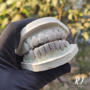 Iced Out Custom Moissanite VVS Diamond Grillz | 925 Sterling Silver or ...