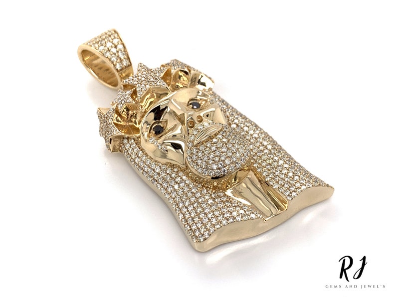 14K Yellow Gold Over 925 Sterling Silver Filled With Diamonds Jesus ...