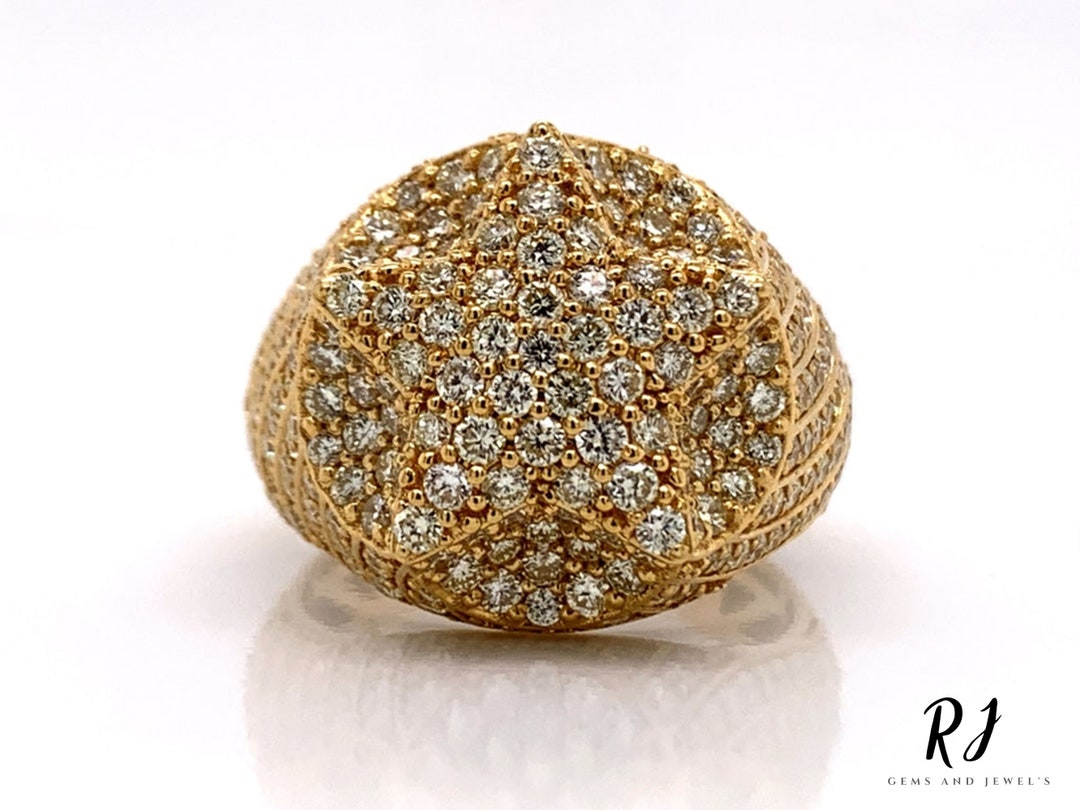 14K Gold Custom Star Champion Ring, ICED VVS1 Moissanite Star Ring for ...