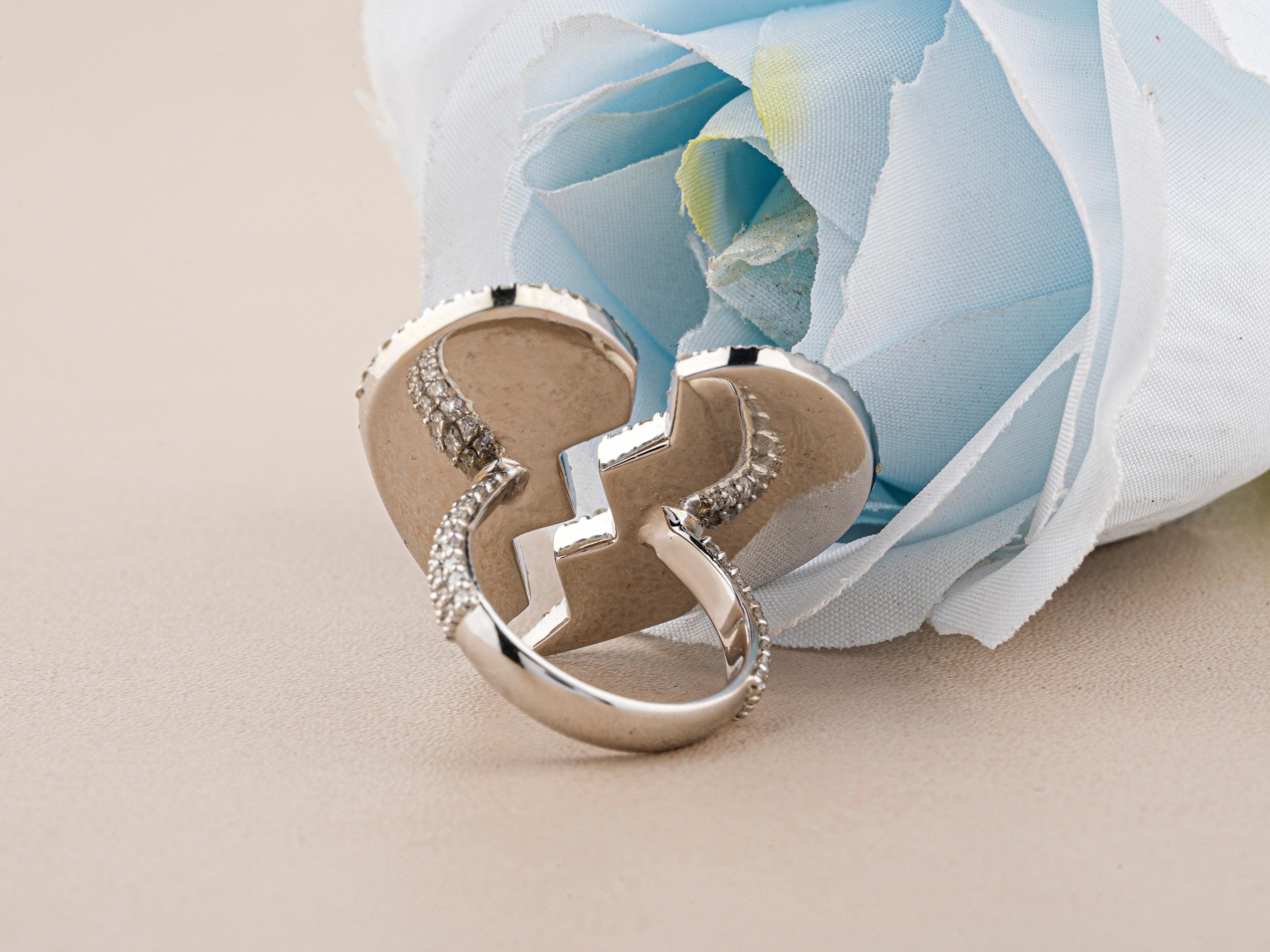 VVS Moissanite Diamond Heart Ring Broken Heart Rings 925 - Etsy