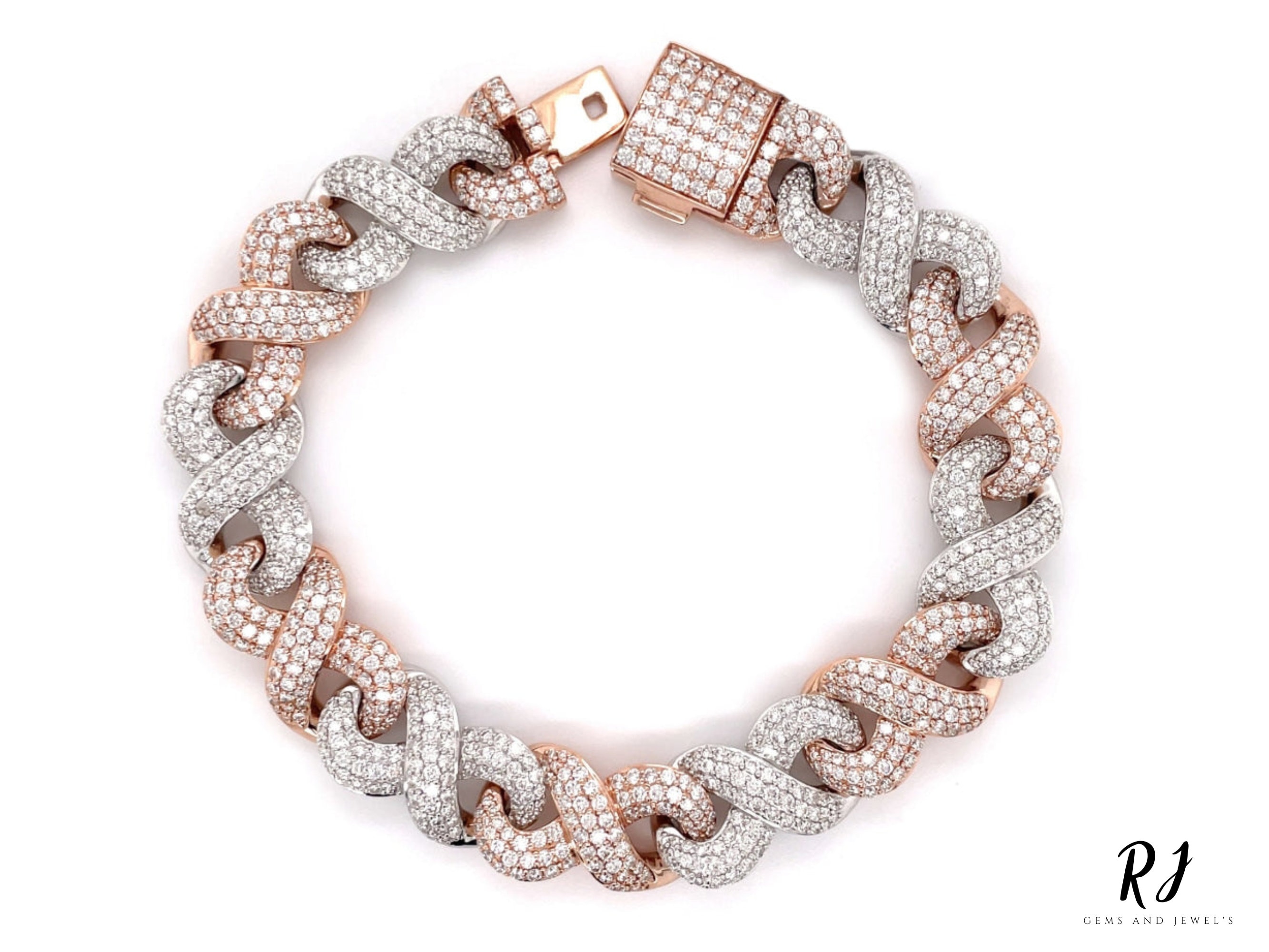 Iced Out Infinity Figure Cuban Link Chain and Bracelet 13mm - Etsy