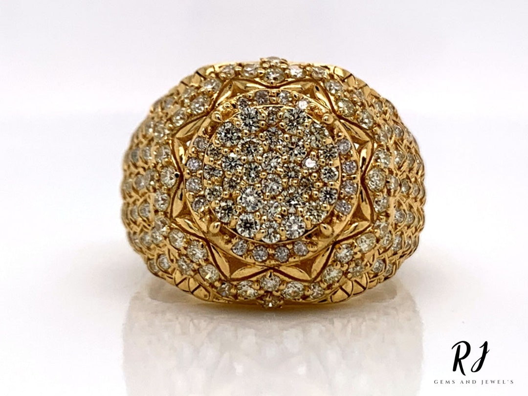 Iced Out Ring, Custom Round Cut Moissanite Ring, Ced Out VVS Moissanite ...