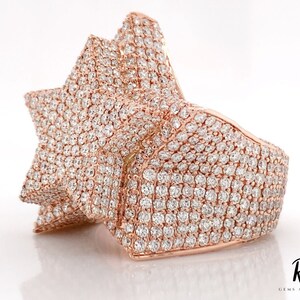 Iced Out Star Ring, Moissanite Diamond Ring for Men, Round Cut ...