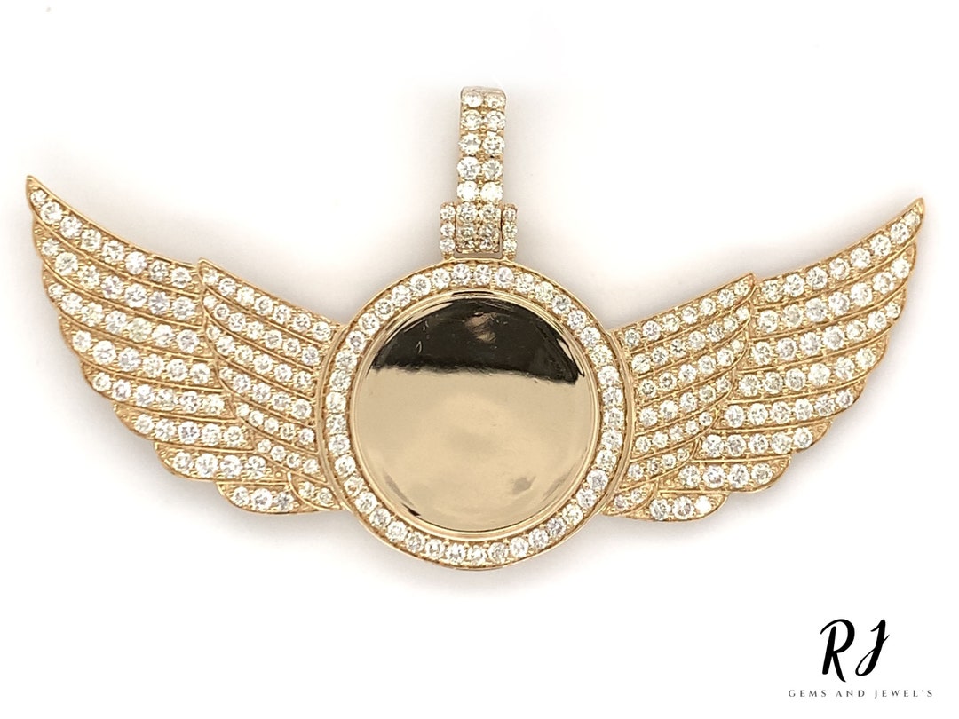 Personalized Angel Wings Photo Pendant Necklace MOISSANITE Diamond ...