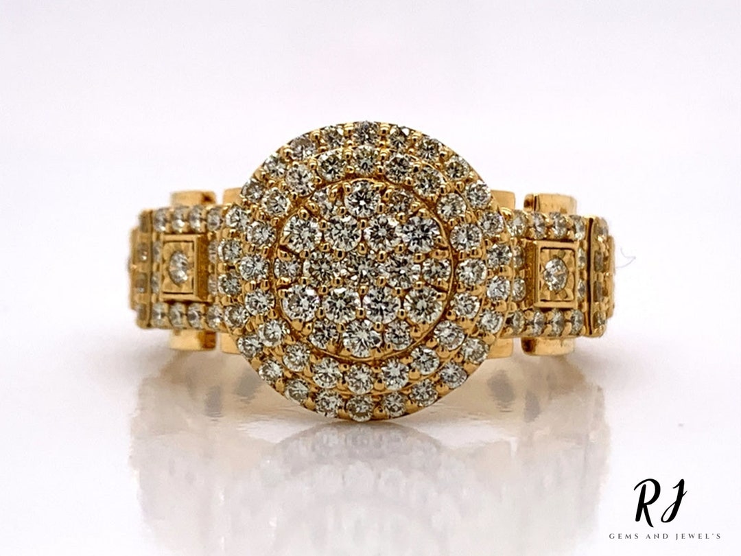 Iced Out Hip Hop Round Moissanite Ring, Men's Iced Out Hip Hop Rapper ...