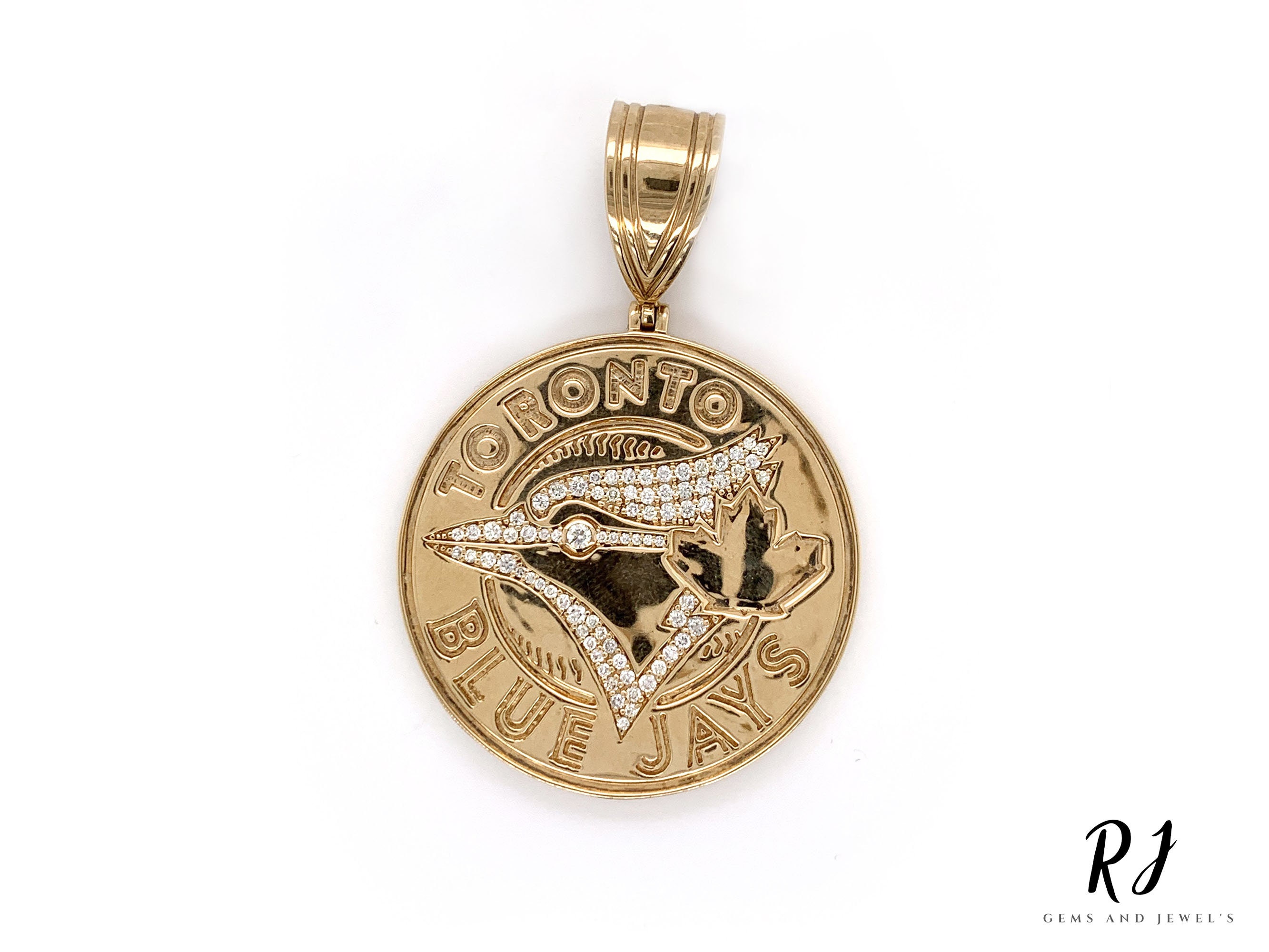 Moissanite Diamond Toronto Blue Jays Pendant: Sterling Silver Enamel ...