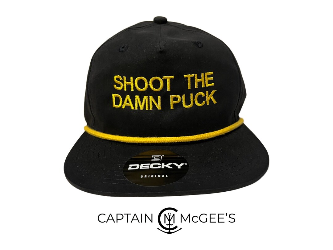 Shoot the Damn Puck Black/gold Embroidered Snapback Rope Hat - Etsy