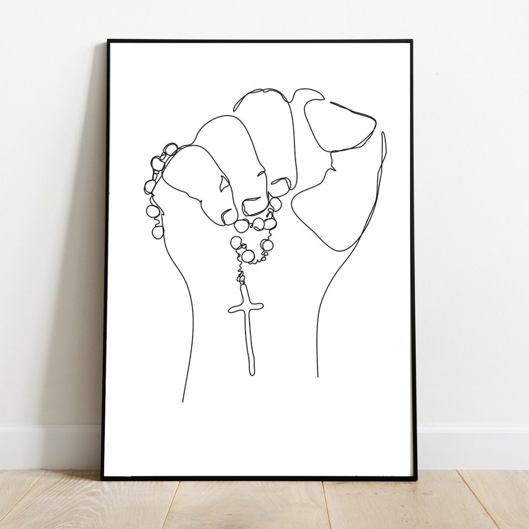 Christian Line Art, Catholic Line Drawing, Rosary Bead Drawing ...