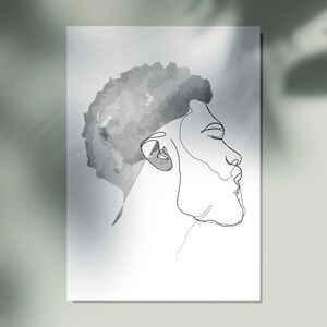Black Man Line Art Print | Minimalist Portrait Poster - Etsy UK