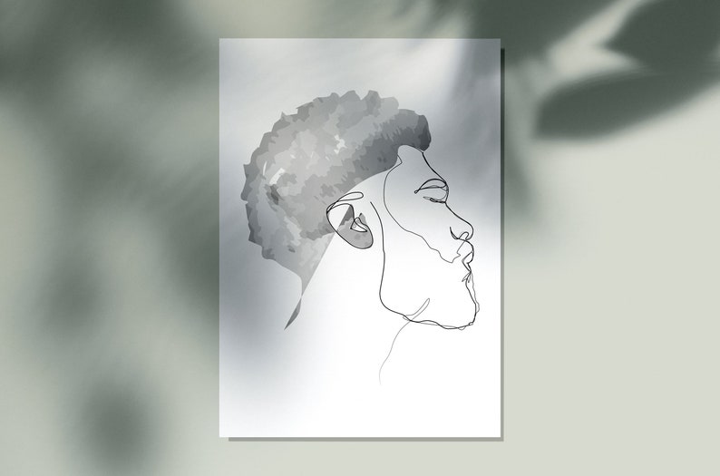 Black Man Line Art Print Bearded Man Art Afro Hair Print - Etsy UK