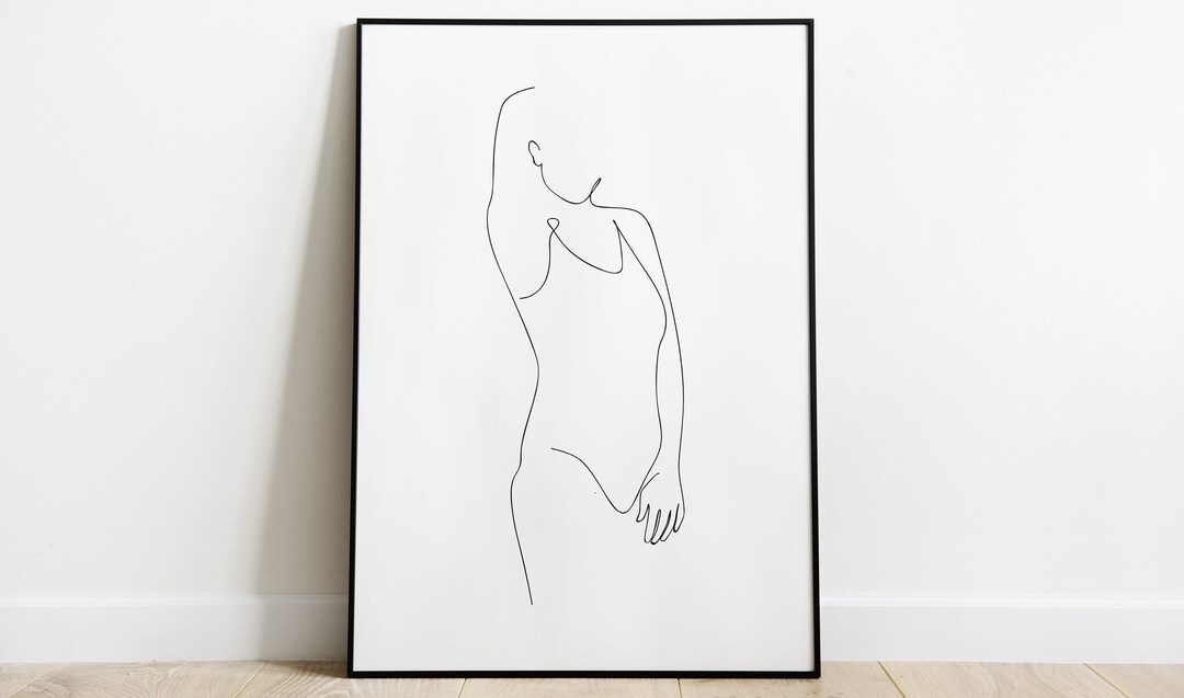Female line art Abstract Wall Decor Abstract Body Line Art Print ...