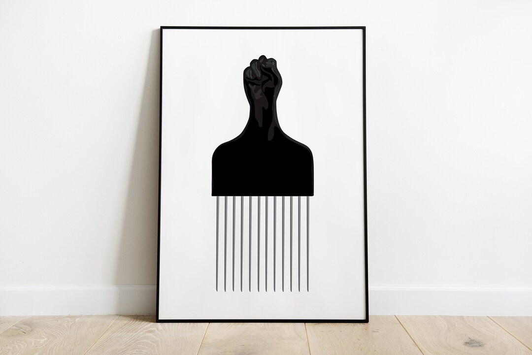 Afro Pick Black Power Salute Art Print, Black Owned Art | Afro Comb ...