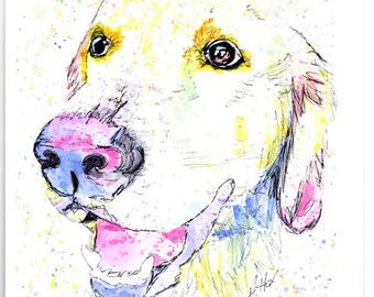 Golden Retriever Art, Yellow Labrador Art Print, Canvas Wall Art ...