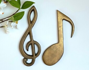 Vintage Brass Treble Clef Symbol Paperweight Treble Clef Brass Figurine ...