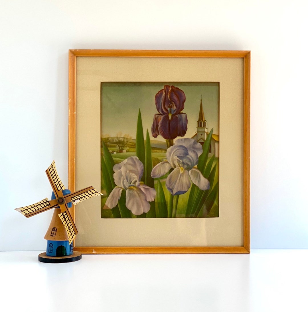 Edna Reindel Art Print. Vintage Floral Art Print. Iris Art. Iris ...
