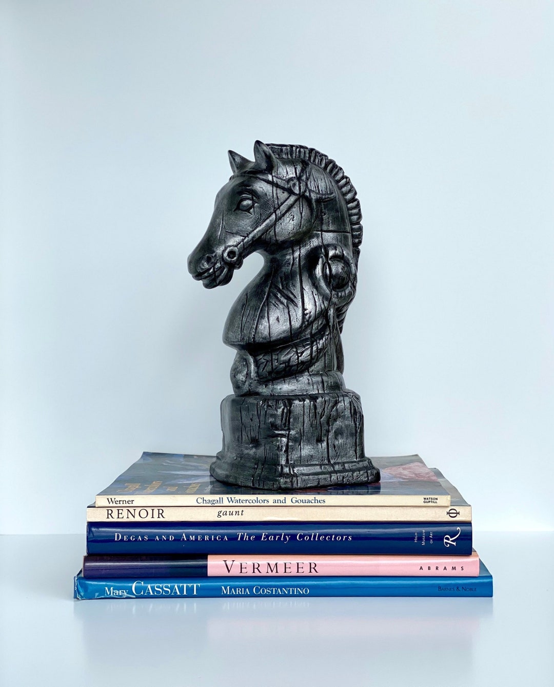 Large Vintage Horse Head Ceramic Statue. Vintage Chess Knight Decor ...