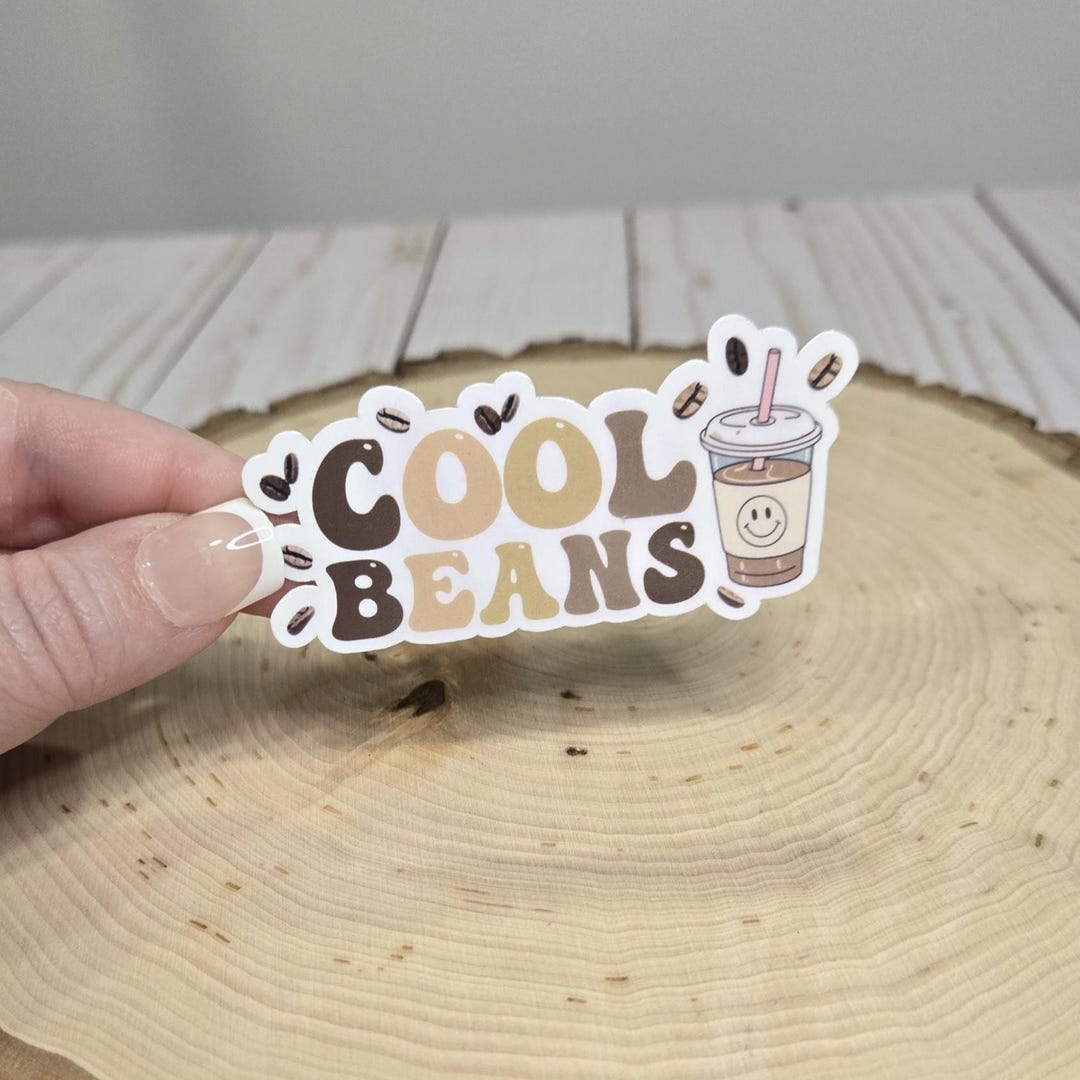 Cool Beans Sticker, Iced Coffee Pun Sticker for Water Bottles, Laptops ...
