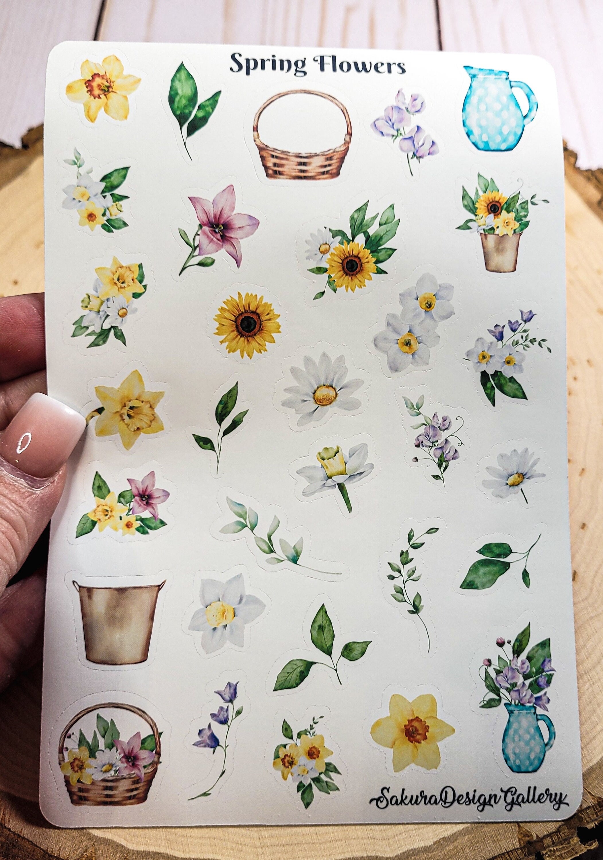 Spring Flowers Sticker Sheet, Springtime Stickers, Floral Stickers ...