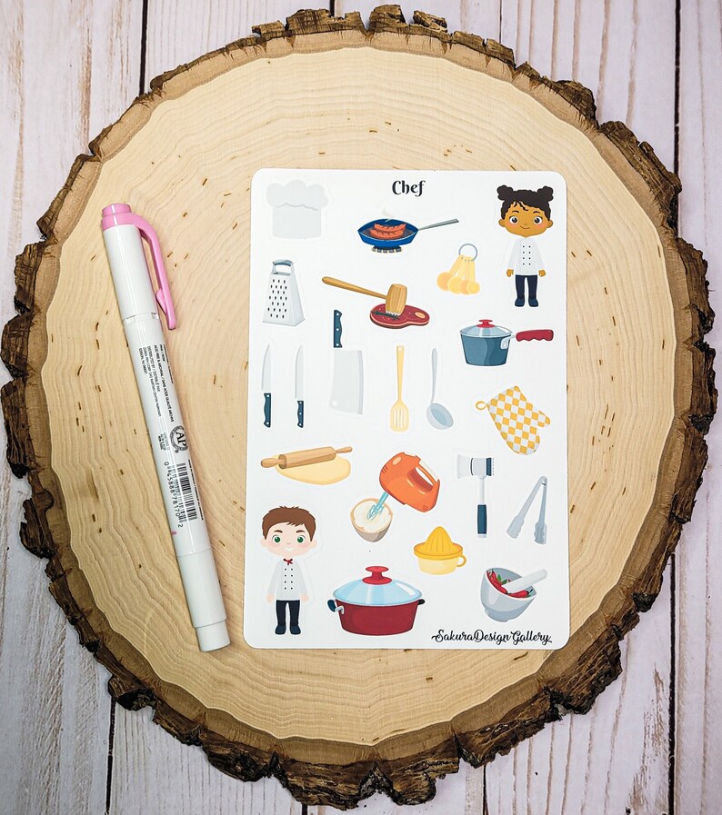 Chef Sticker Sheet, Cooking Stickers, Journal Stickers, Scrapbook ...