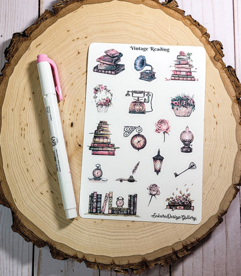 Vintage Reading Sticker Sheet, Book Stickers, Book Lovers, Victorian