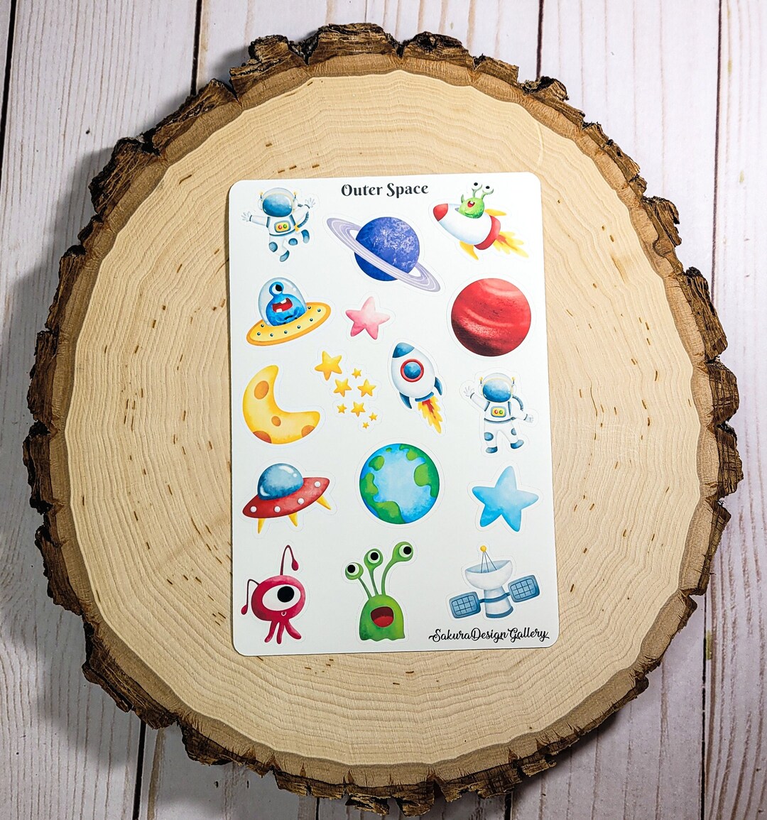 Outer Space Sticker Sheet, Cute Alien Stickers, Astronaut Stickers ...