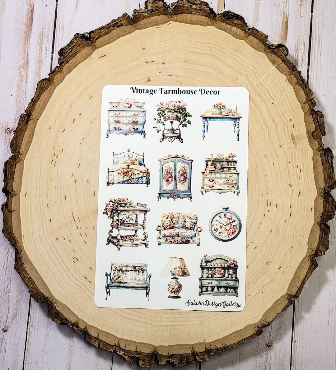 Vintage Farmhouse Decor Sticker Sheet, Retro Furniture Stickers, Great ...